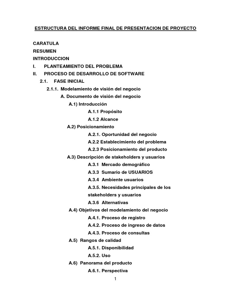Estructura Del Informe Final de Presentacion de Proyecto PooII | PDF ...