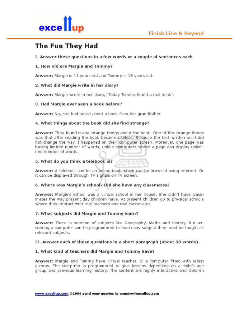 9 English The Fun They Had | PDF | Teachers | Behavior Modification