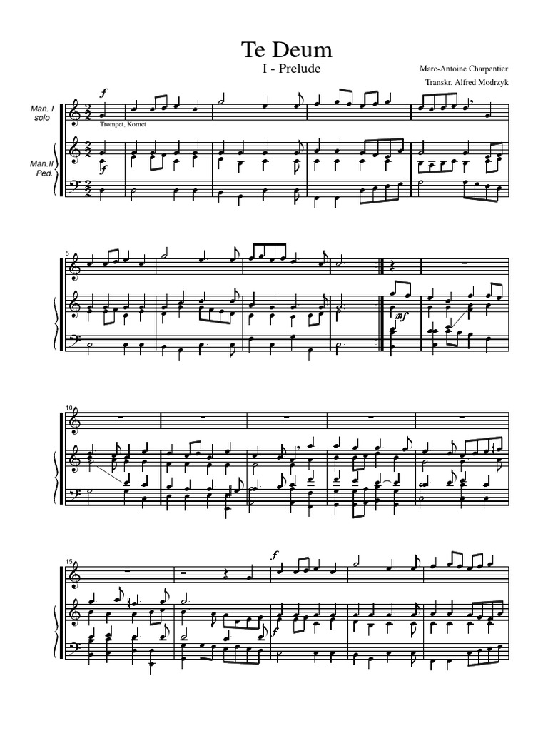Charpentier - Te Deum (Organ Solo Transcription) Score