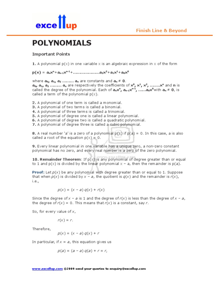 9 Math Polynomials | PDF | Polynomial | Abstract Algebra