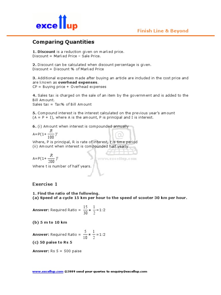 8 Math Comparing Quantities | PDF | Discounts And Allowances | Compound ...