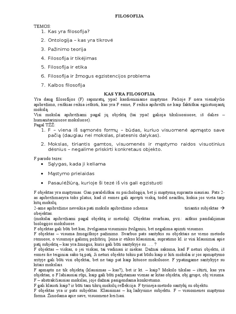 Filosofija Konspektas | PDF