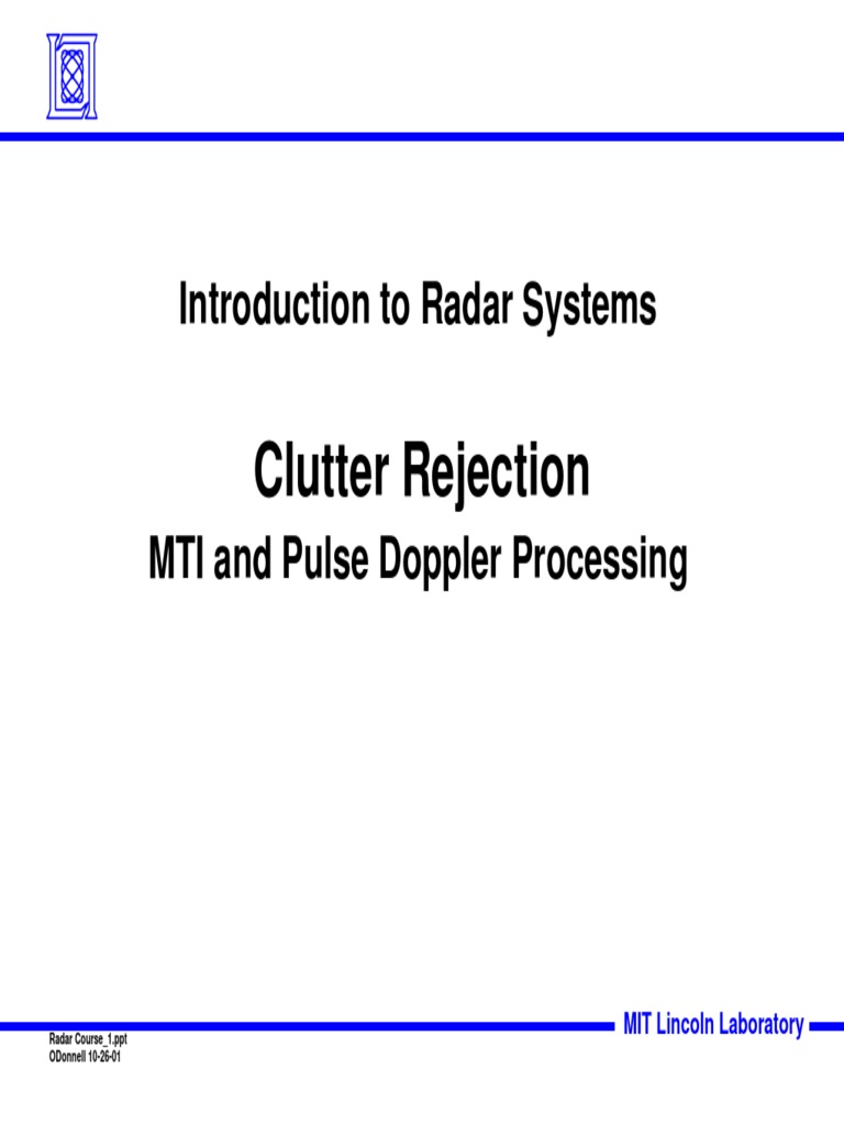 Clutter Rejection | PDF | Radar | Microwave Technology