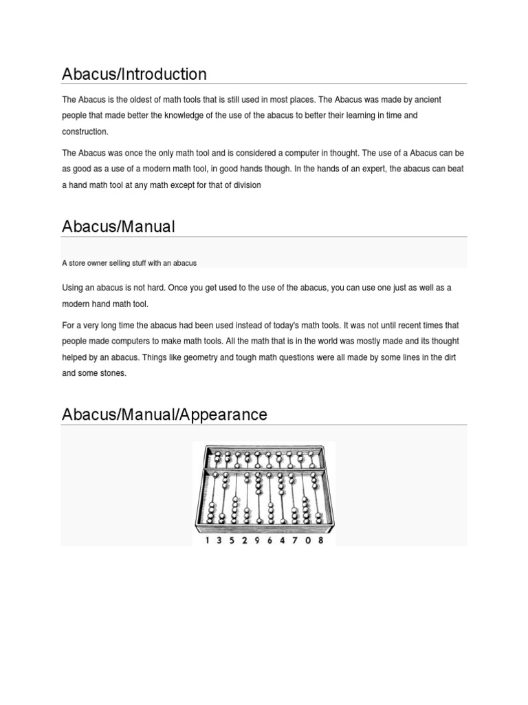 Abacus/Introduction: A Store Owner Selling Stuff With An Abacus | PDF ...