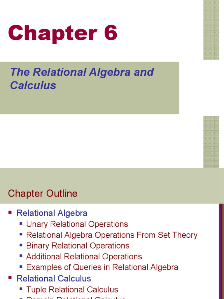 The Relational Algebra and Calculus | PDF | Relational Model | Algebra