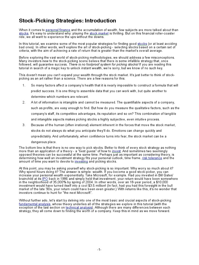 Stock Strategies | PDF | Value Investing | Investor
