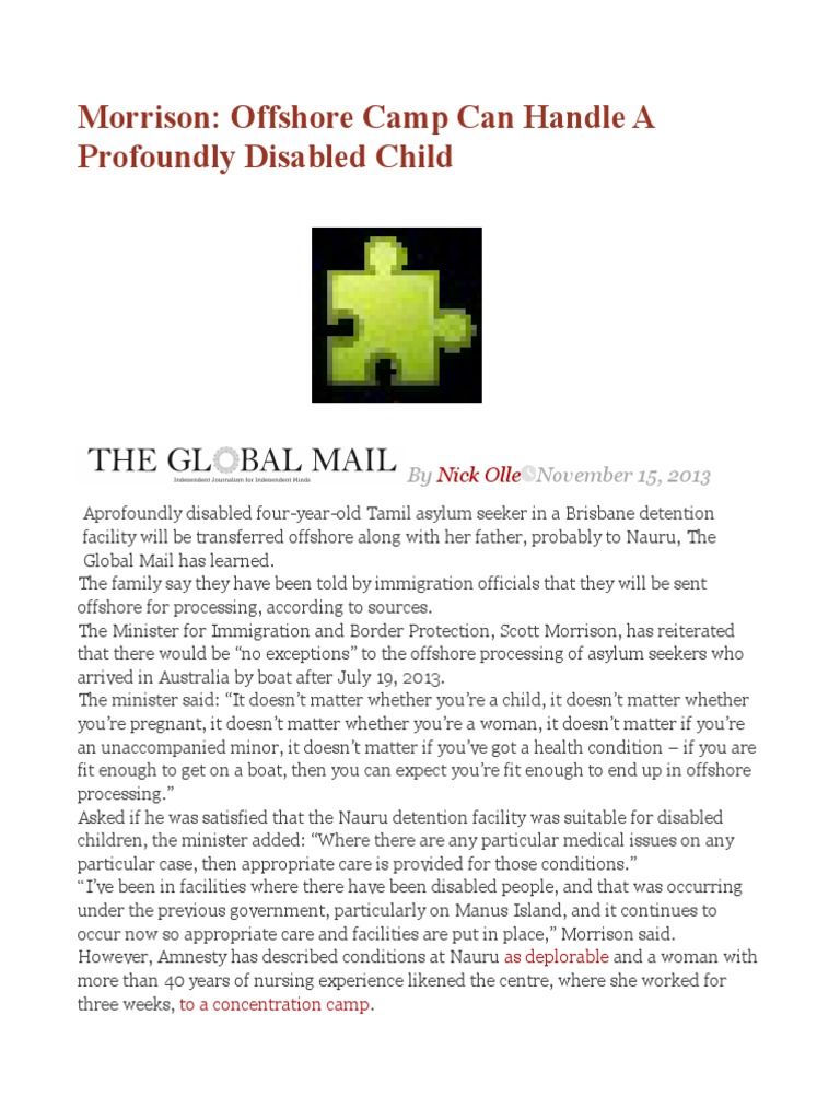 Morrison Offshore Camp Can Handle A Profoundly Disabled Child | PDF ...