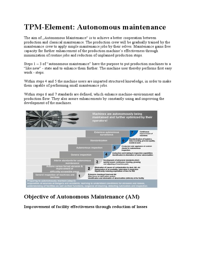 Tpm Mean Autonomous Maintenance Pdf Reliability Engineering