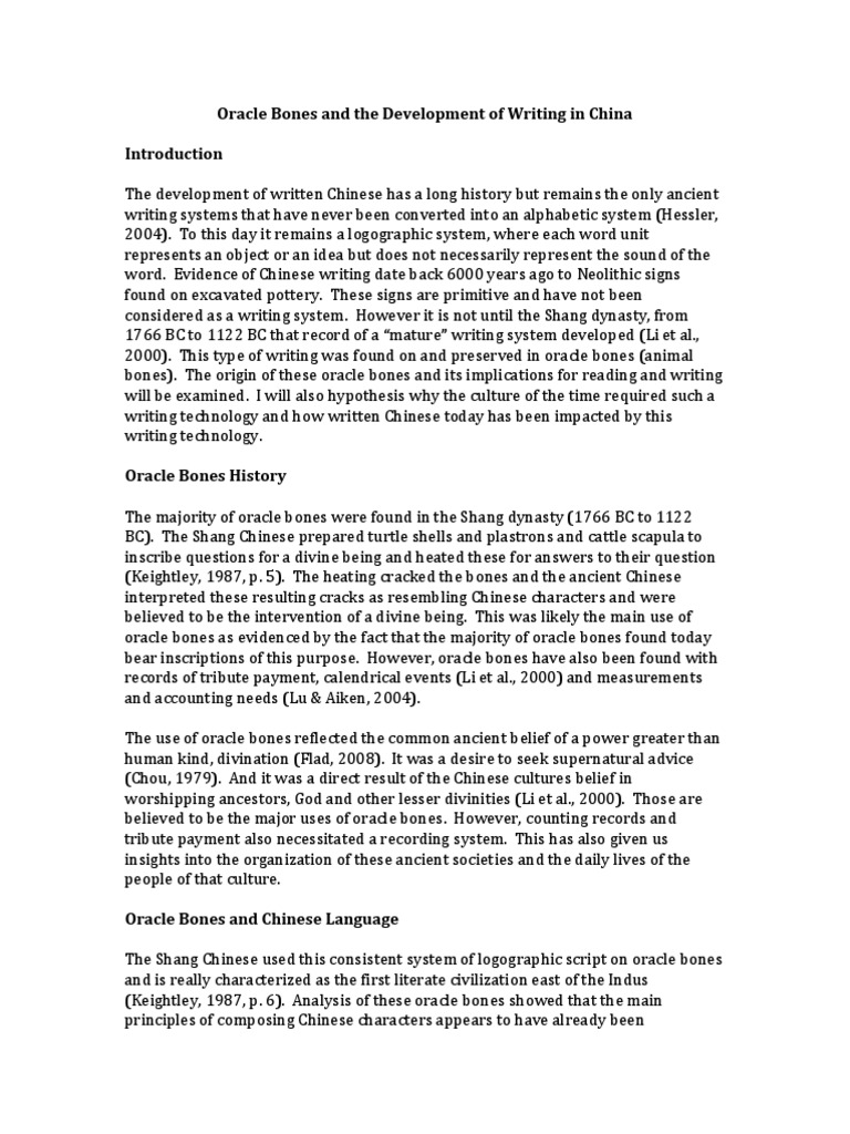Oracle Bones and The Development of Technologies For Writing in China ...