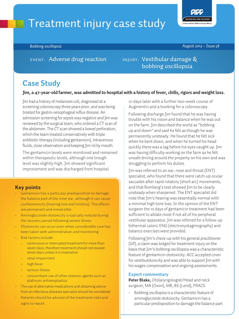 Treatment Injury Case Study | PDF | Hearing Loss | Medicine
