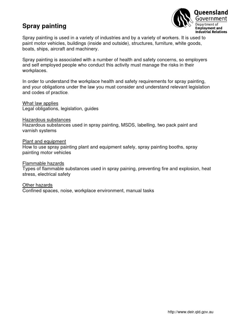 Spray Painting Full | PDF | Occupational Safety And Health | Personal ...