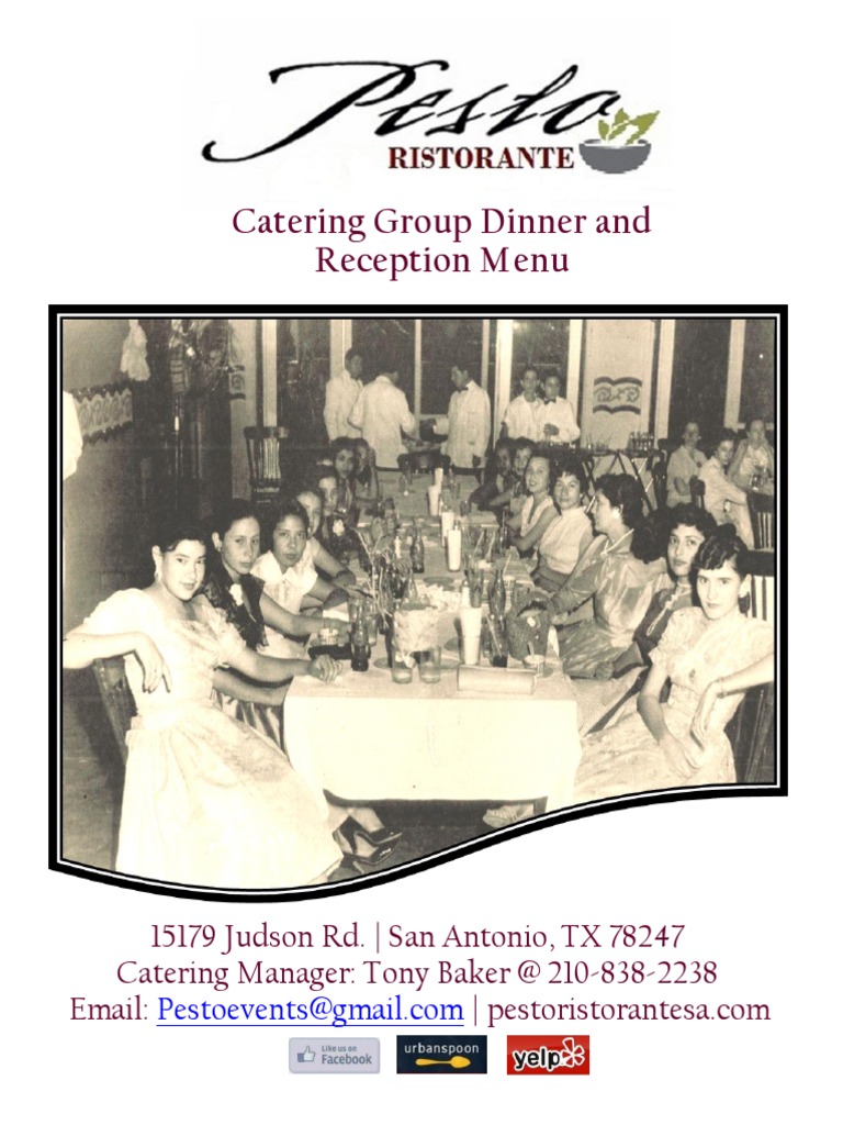 Pestos Catering Reception Menu | PDF | Salad | Pesto