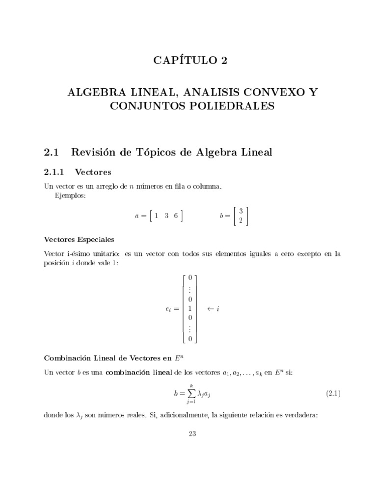 Algebra Loneal Hiperplanos | PDF | Conjunto convexo | Matriz (Matemáticas)