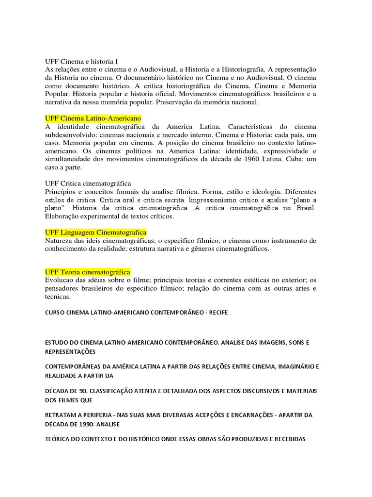 Ementas Teorias de Cinema | PDF | Documentário | Historiografia