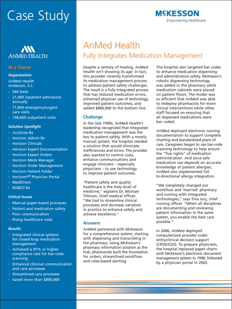 AnMed Health Fully Integrates Medication Management | PDF | Patient ...