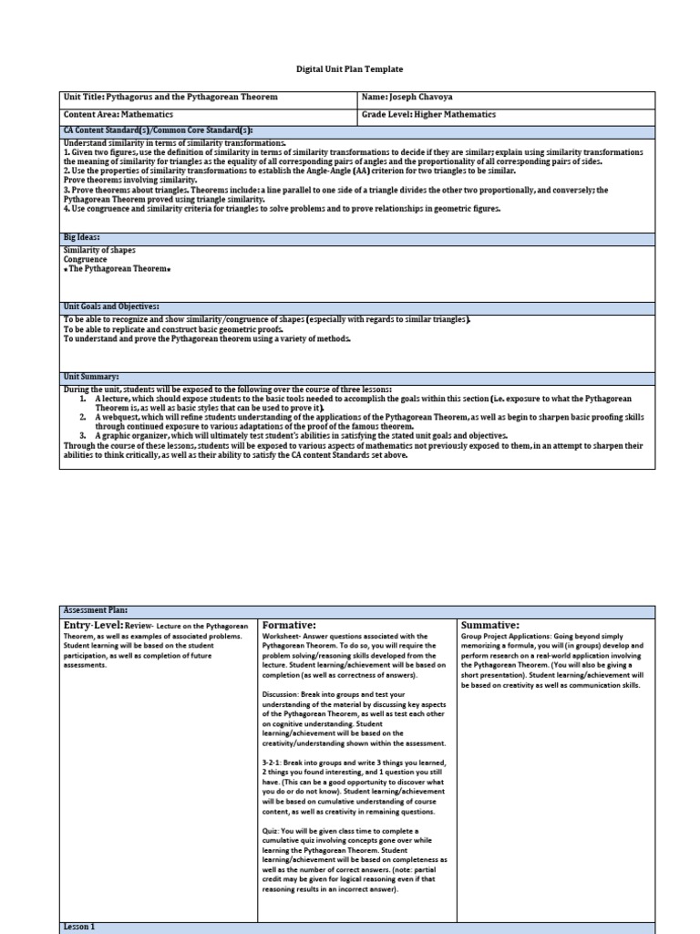 Digital Unit Plan Template-Completed | PDF | Theorem | Educational ...