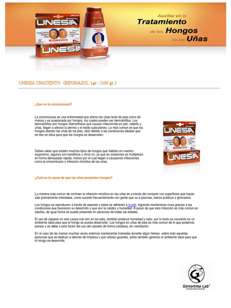 Uso y tratamiento de Unesia para onicomicosis | PDF | Hongo | Salud y ...
