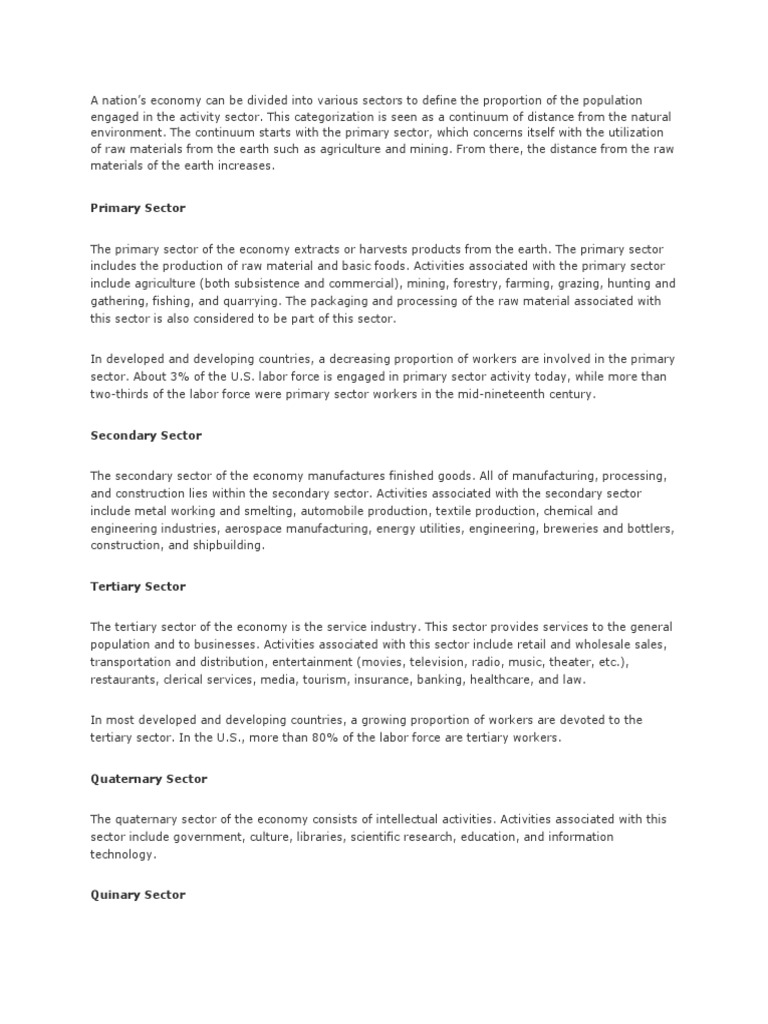 Quatinary An Quintary Business Activity | PDF | Tertiary Sector Of The ...
