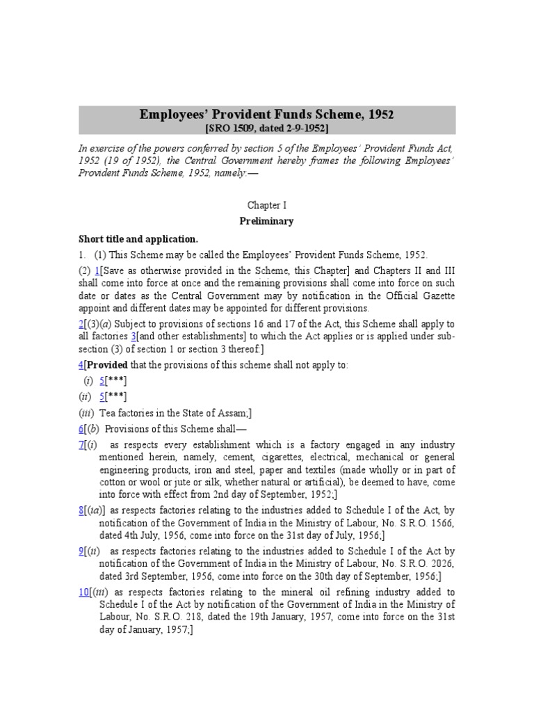 Employees PF Scheme 1952 | Download Free PDF | Nature