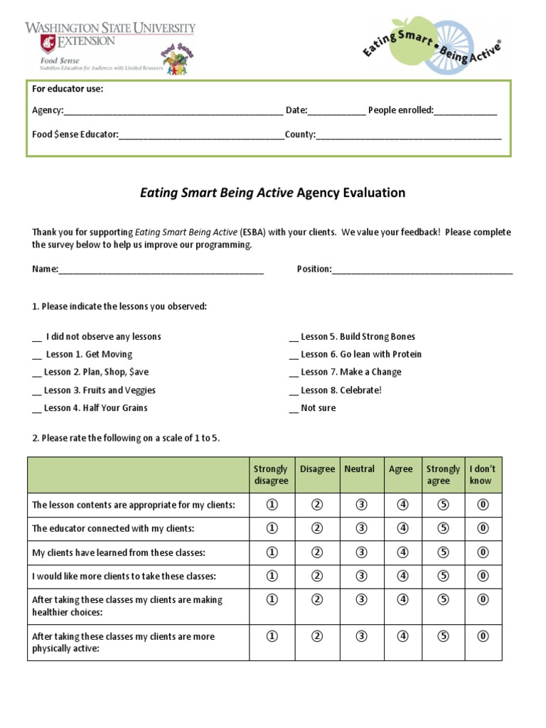 ESBA Program Evaluation Survey Template | PDF | Business