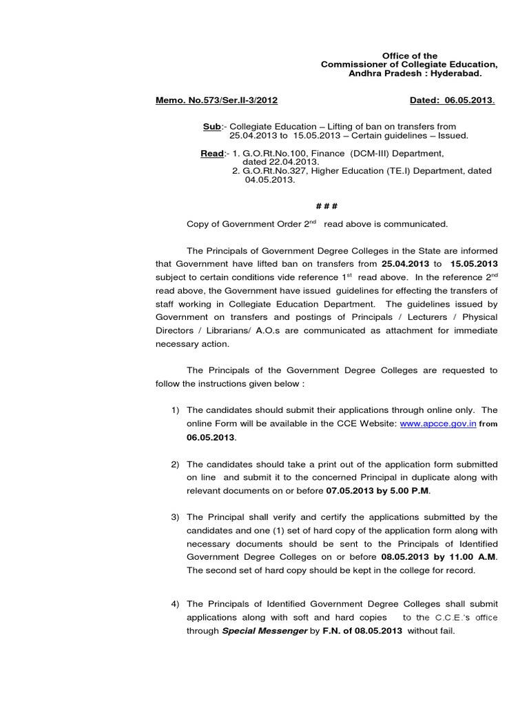 General Transfer 2013-Guidlines | PDF | Social Institutions | Social ...