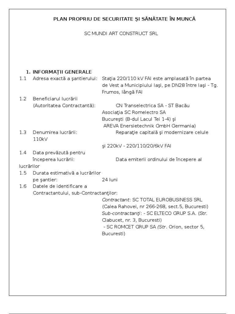 Plan Propriu SSM Model | PDF