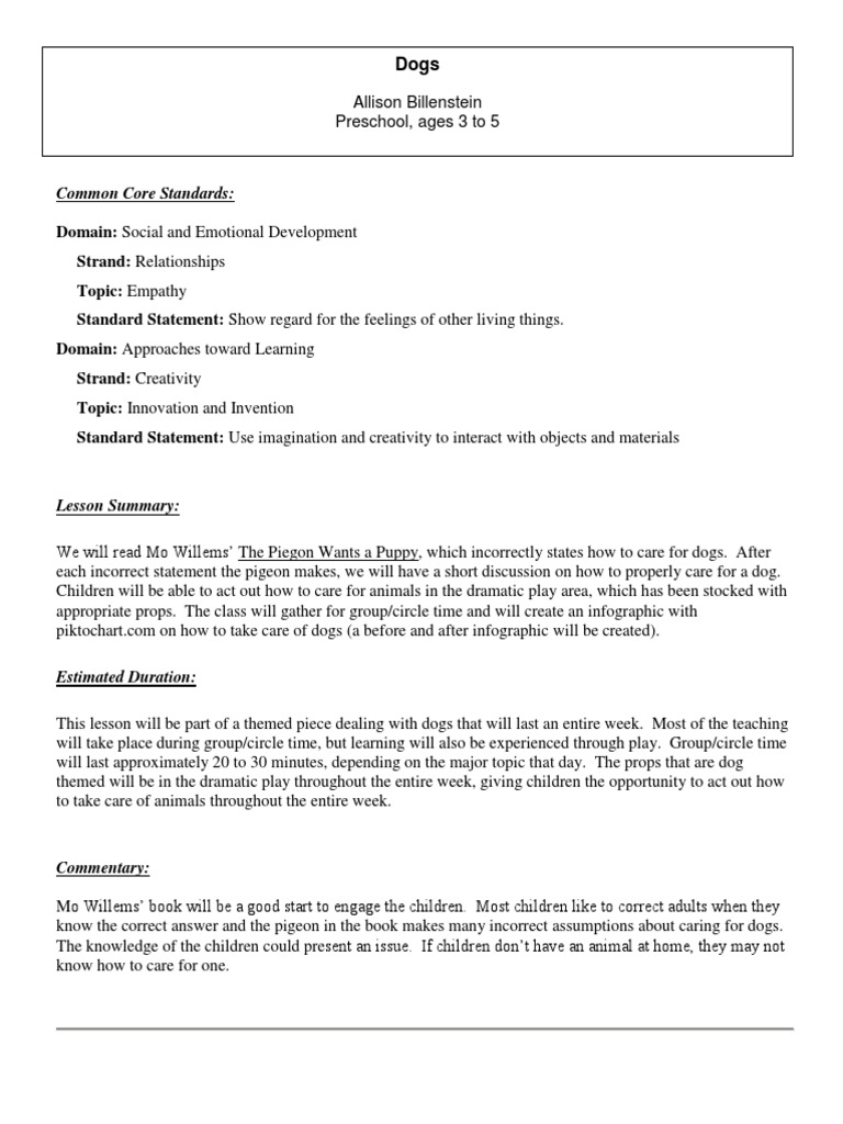 EDUC2220 Lesson Plan Dogs | PDF | Learning | Communication