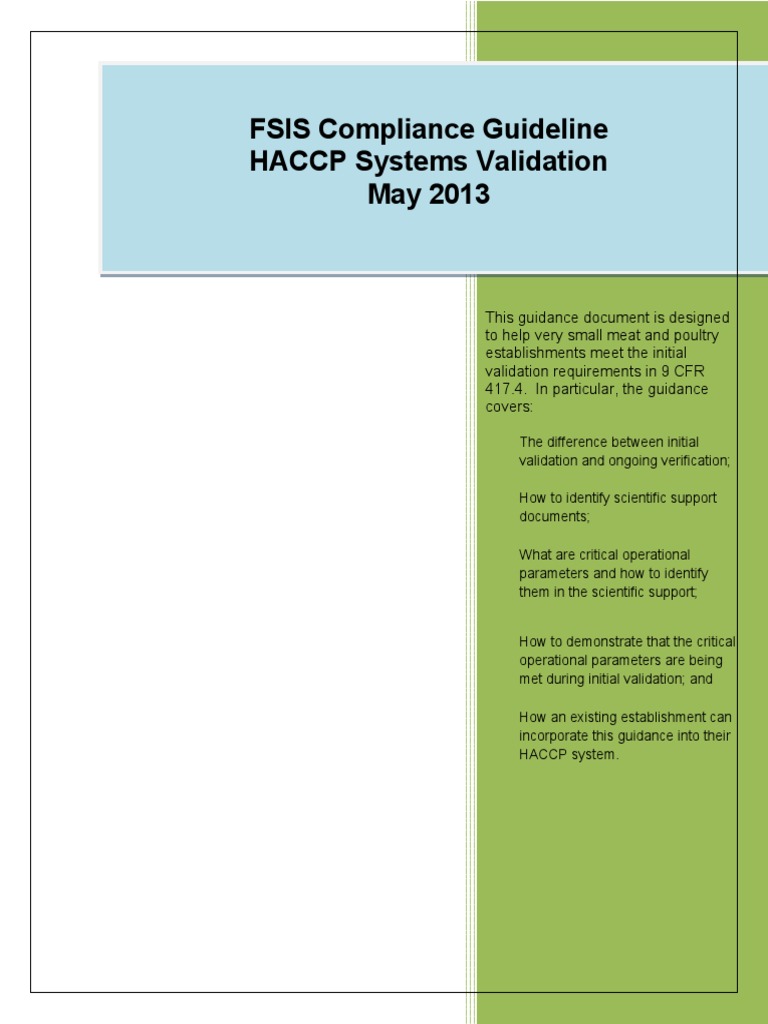 HACCP Systems Validation | PDF | Hazard Analysis And Critical Control ...