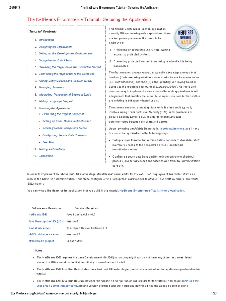 11 The Netbeans E Commerce Tutorial Securing The Application Pdf 7536