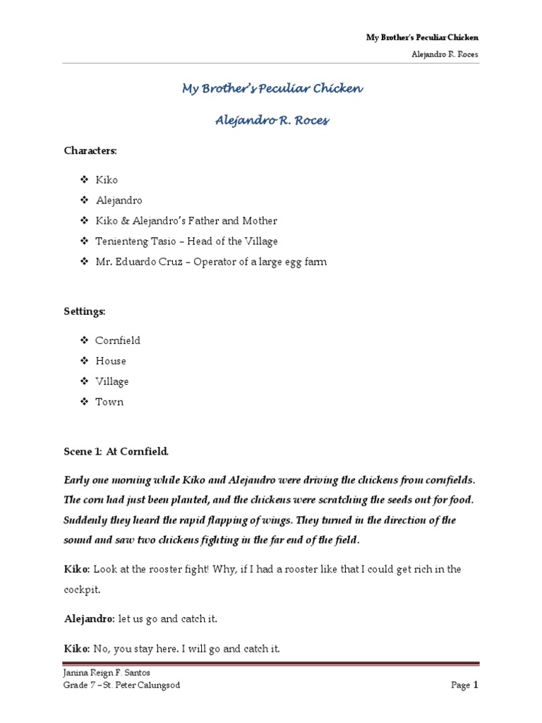 My Brother's Peculiar Chicken Story | PDF | Rooster | Chicken