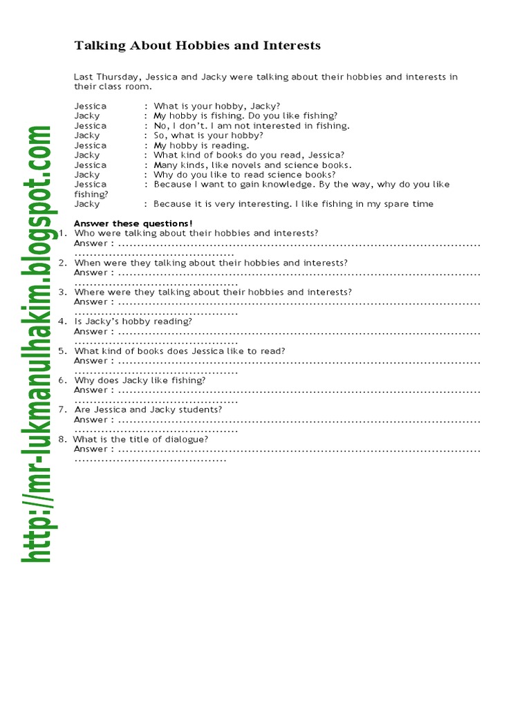 Talking About Hobbies and Interests | PDF | Games & Activities | Home ...