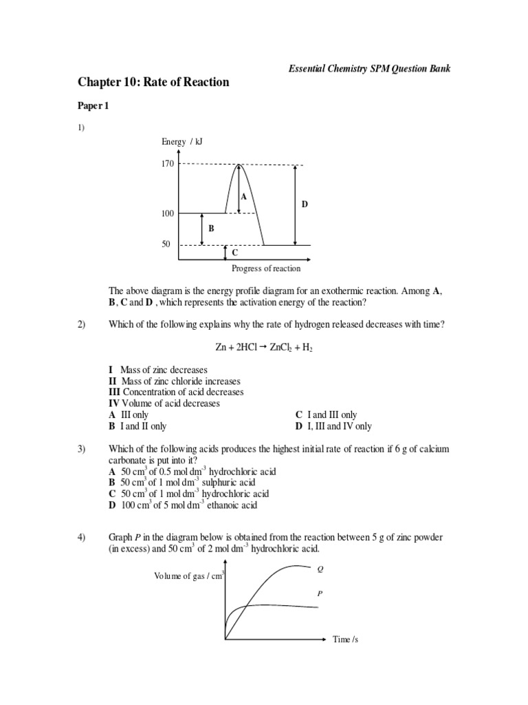 RTS Chemistry SPM Question Bank Chapter 10 | PDF | Reaction Rate ...