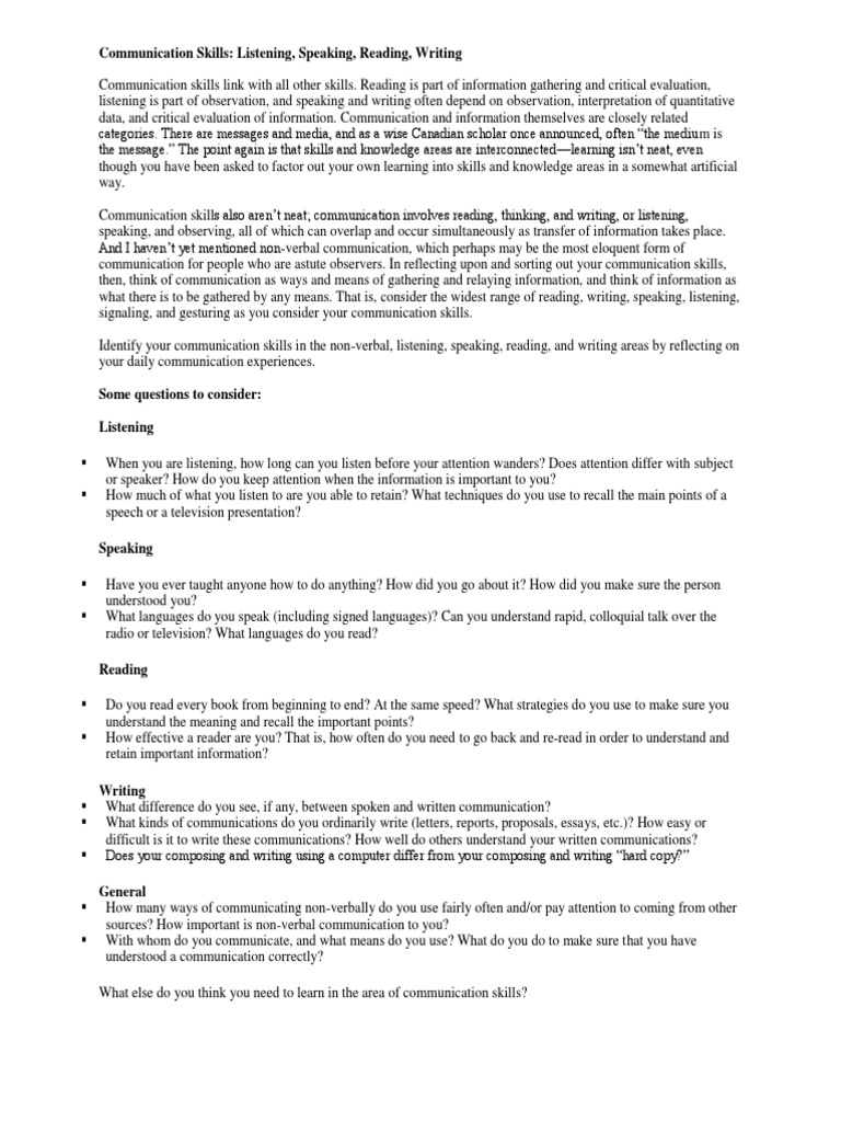 Communication Skills | PDF | Reading (Process) | Reading Comprehension