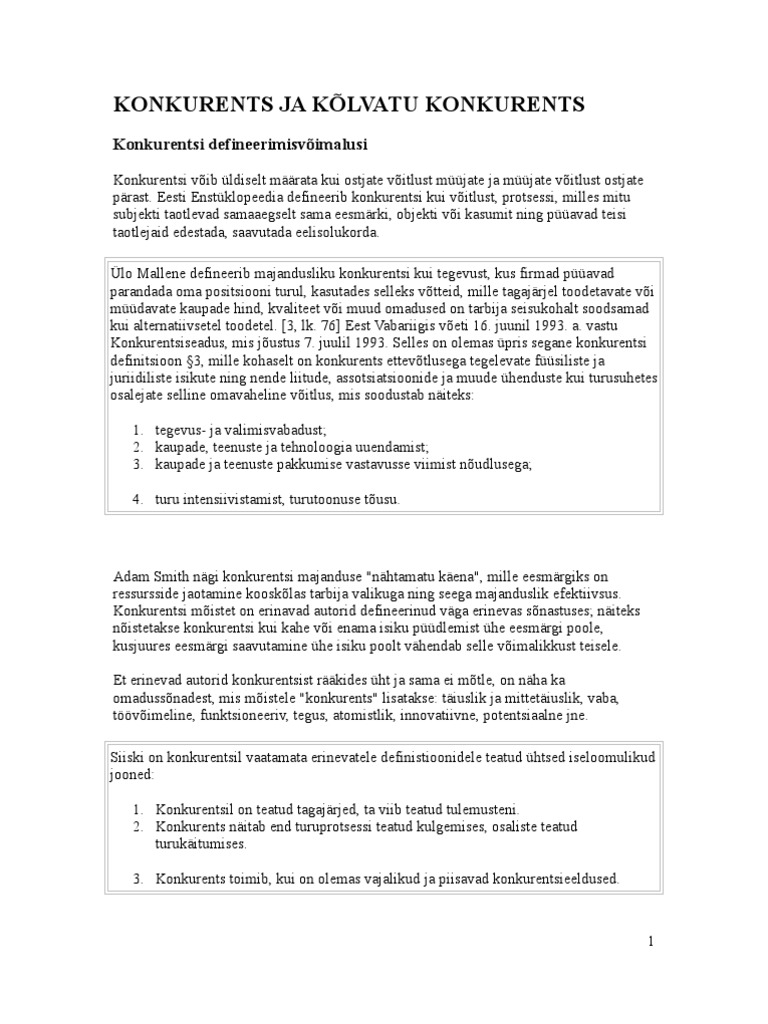Konkurents Ja Kõlvatu Konkurents | PDF