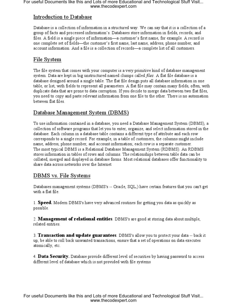 Introduction To Database | PDF | Databases | Data Model