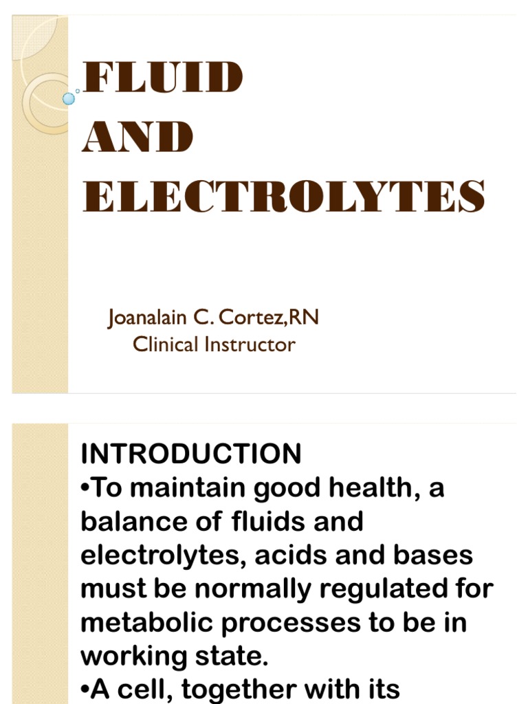 Maintaining Fluid and Electrolyte Balance: An Overview of Physiology ...