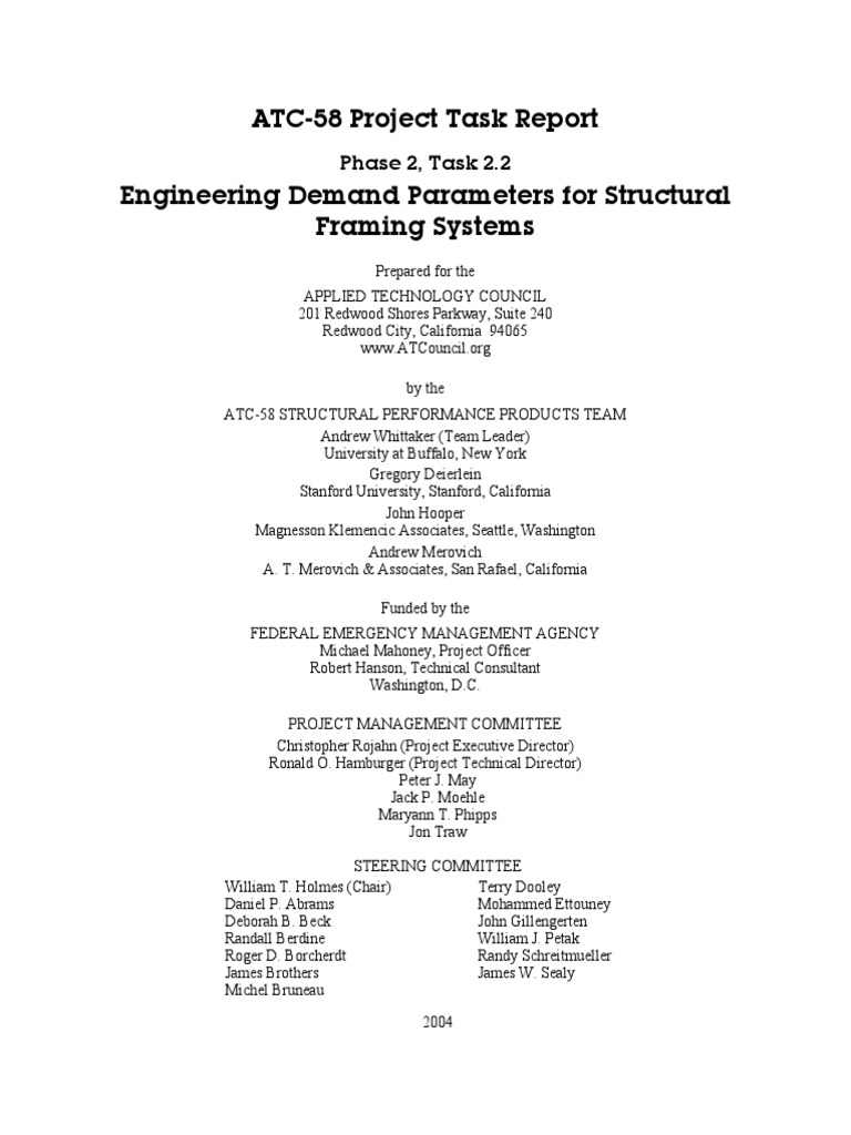 ATC 58 Report | PDF | Earthquake Engineering | Bending