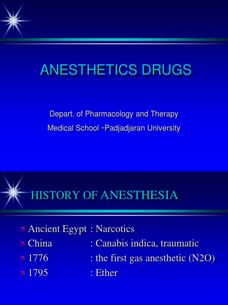 Overview of Anesthetics and Their Types | PDF | Anesthesia | Medical ...