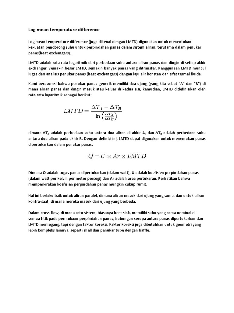 Log Mean Temperature Difference | PDF