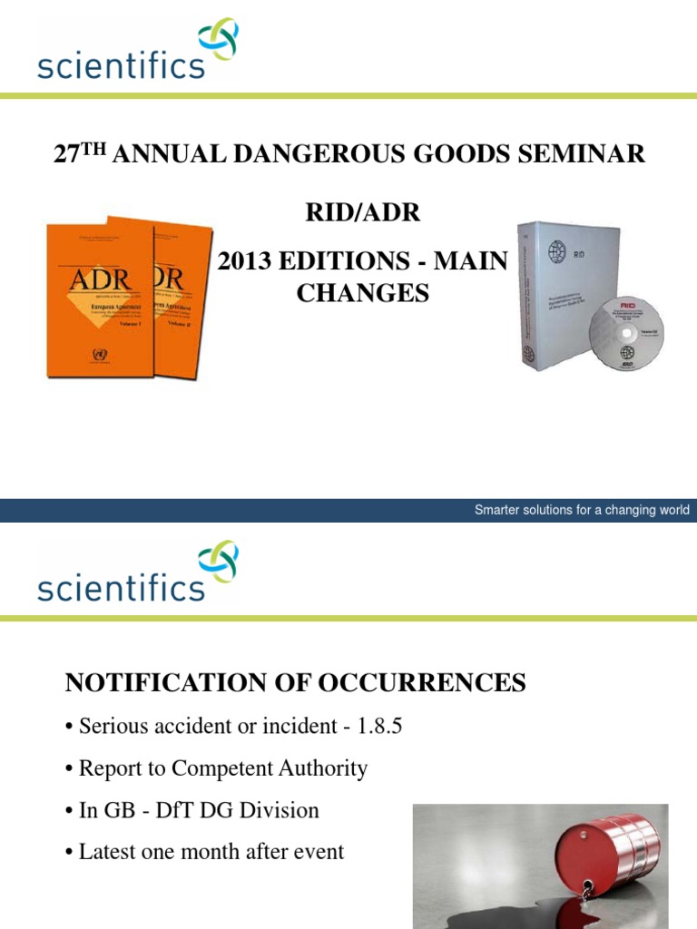 Adr Slide | PDF | Dangerous Goods | Chemistry