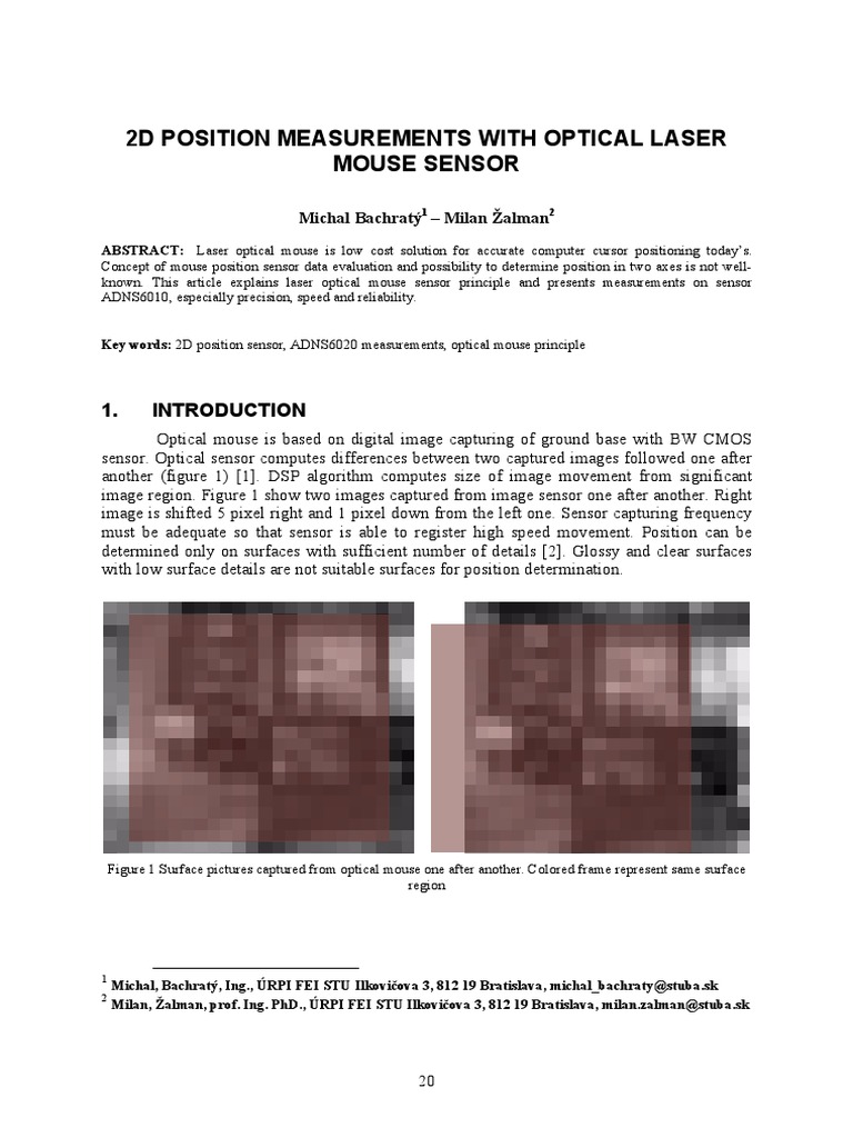2D Position Measurement With Optical Laser Mouse Sensor | PDF | Pixel ...