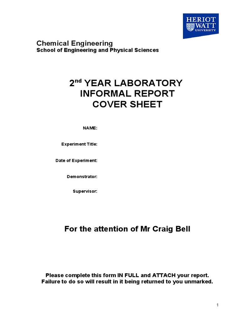 Laboratory Report Cover 2nd Year Informal | PDF | Science & Mathematics ...