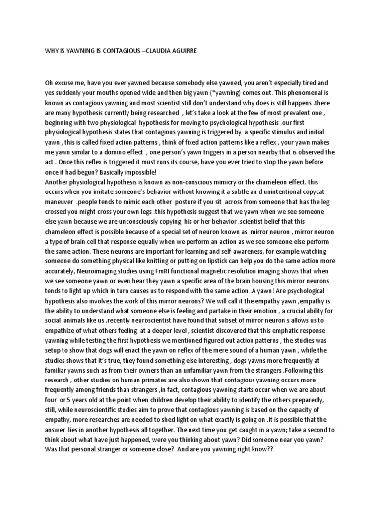 Why Is Yawning Is Contagious | PDF | Empathy | Neuropsychology