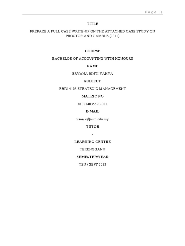 BBPS4103 | PDF | Procter & Gamble | Swot Analysis