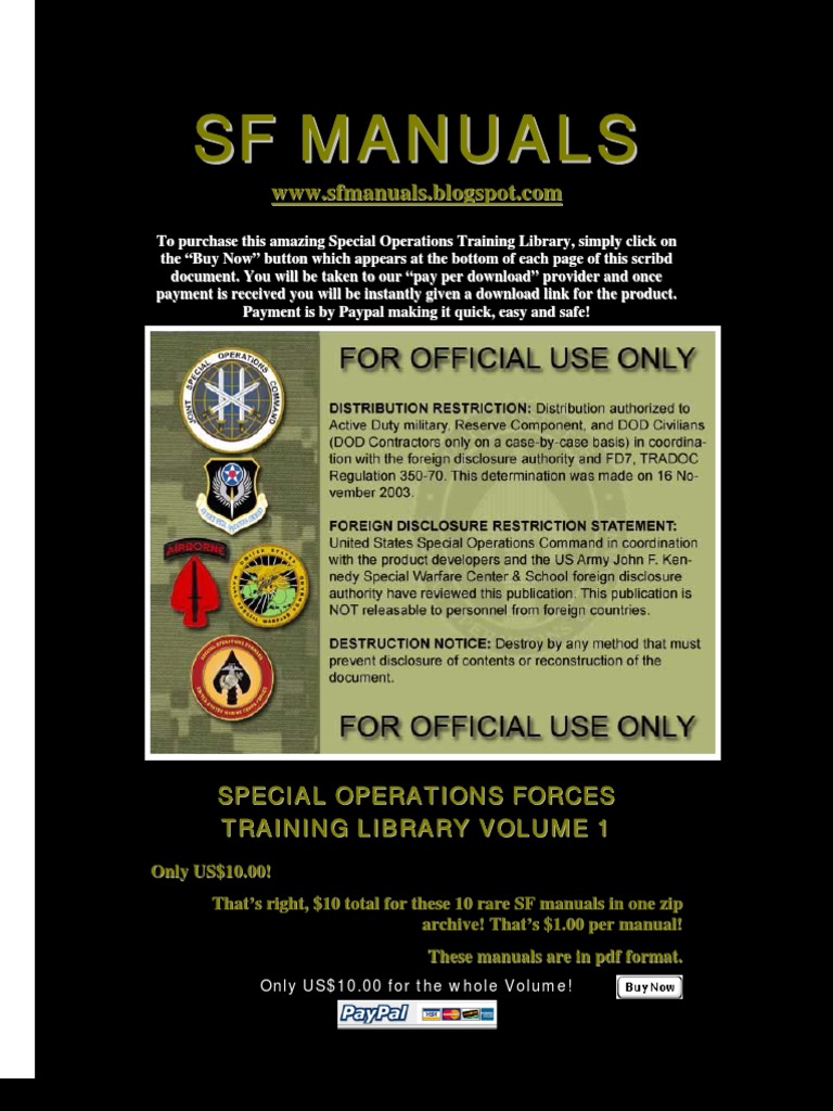 Sf Manuals Sf Vol 1 | Sergeant | United States Special Operations Command