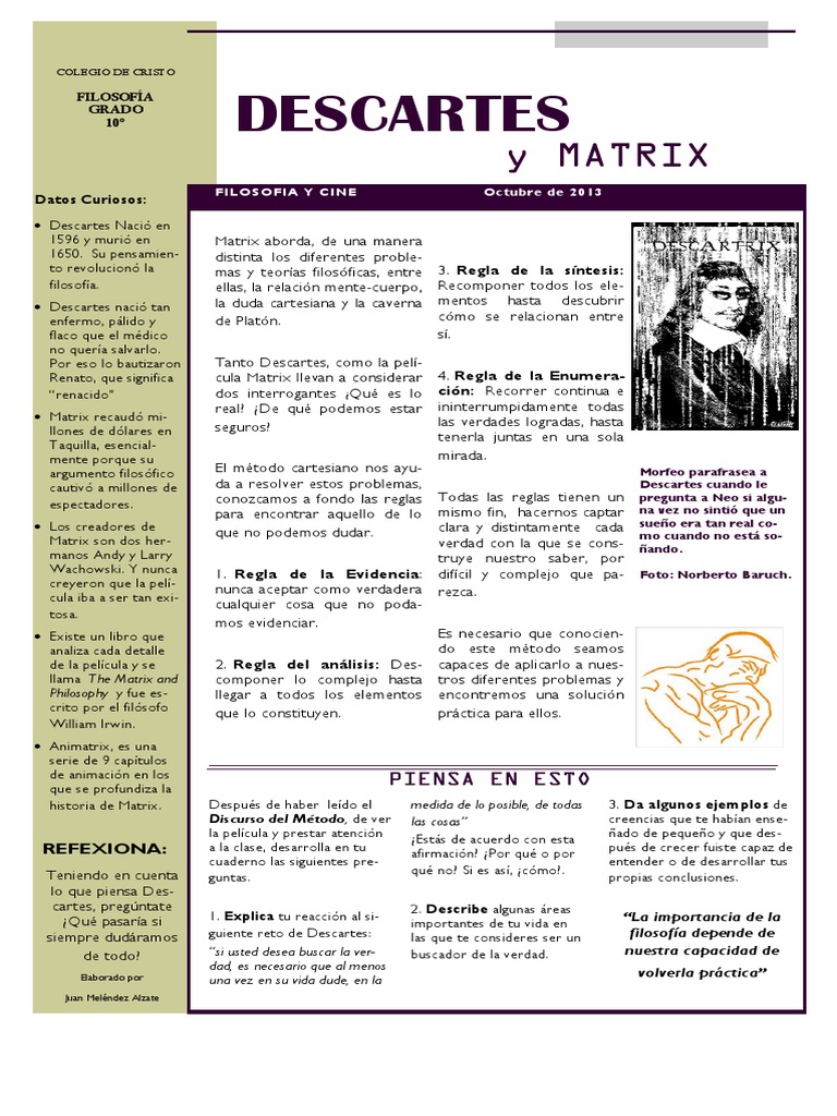 Descartes y Matrix | PDF | René Descartes | Verdad