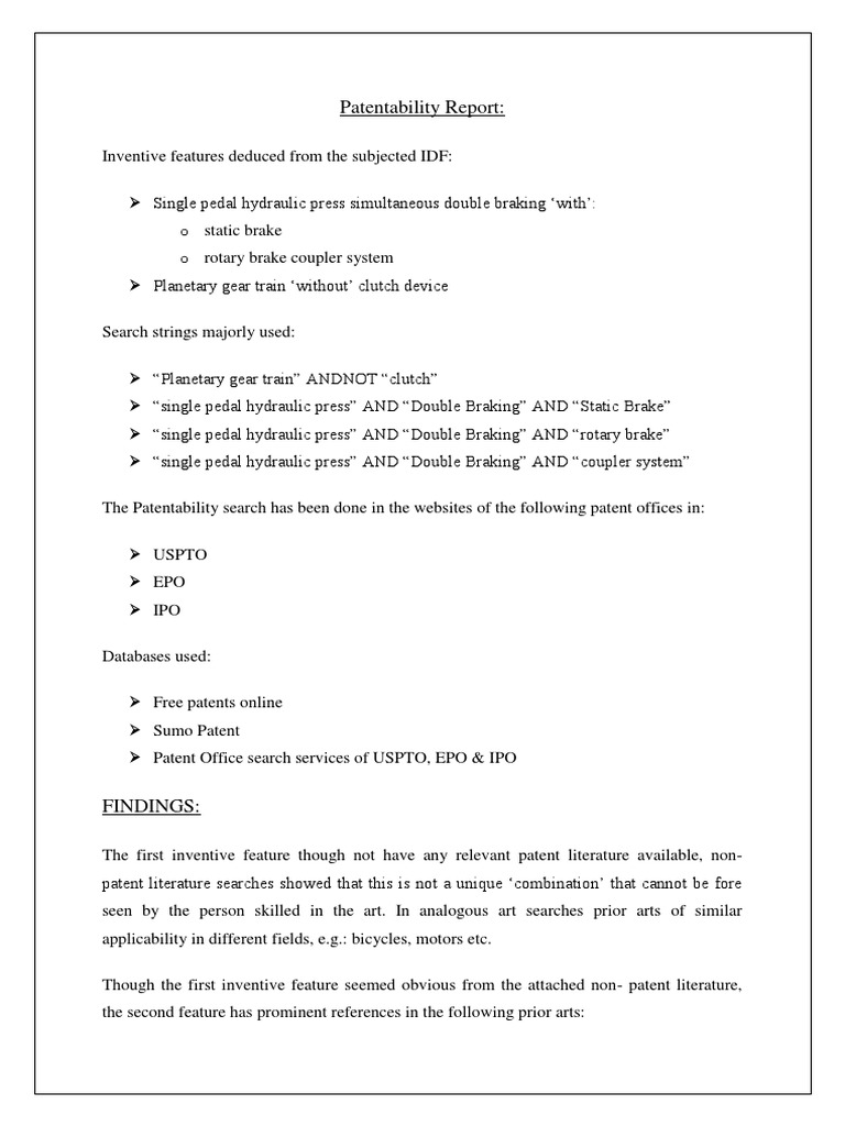 Patentability Report.docx | Prior Art | Patent | Free 30-day Trial | Scribd