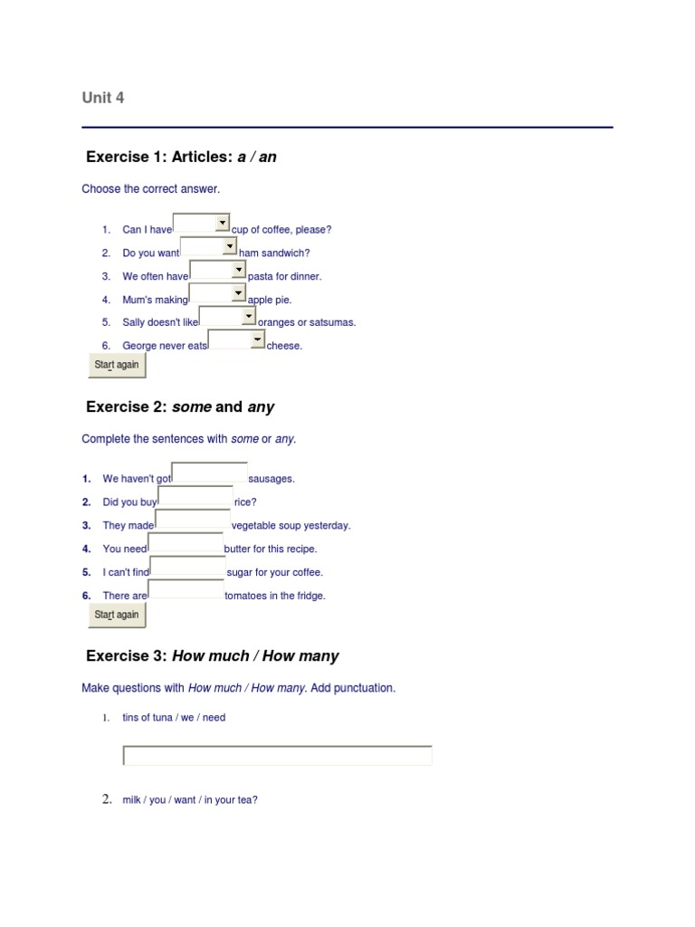 Articles and Quantifiers Exercises | PDF | Cooking, Food & Wine | Wellness