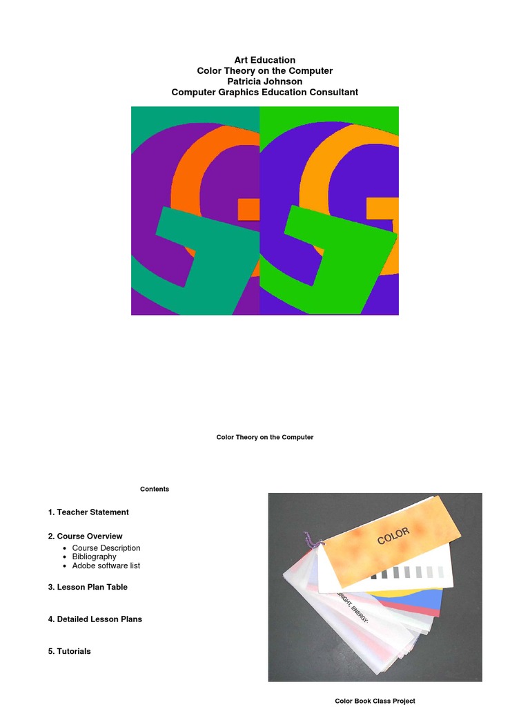 Art Education Color Theory On The Computer Patricia Johnson Computer ...