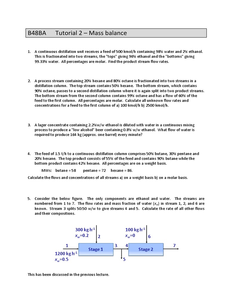 B48BA Tutorial 2 Mass Balance-1 | Ethanol | Kilogram